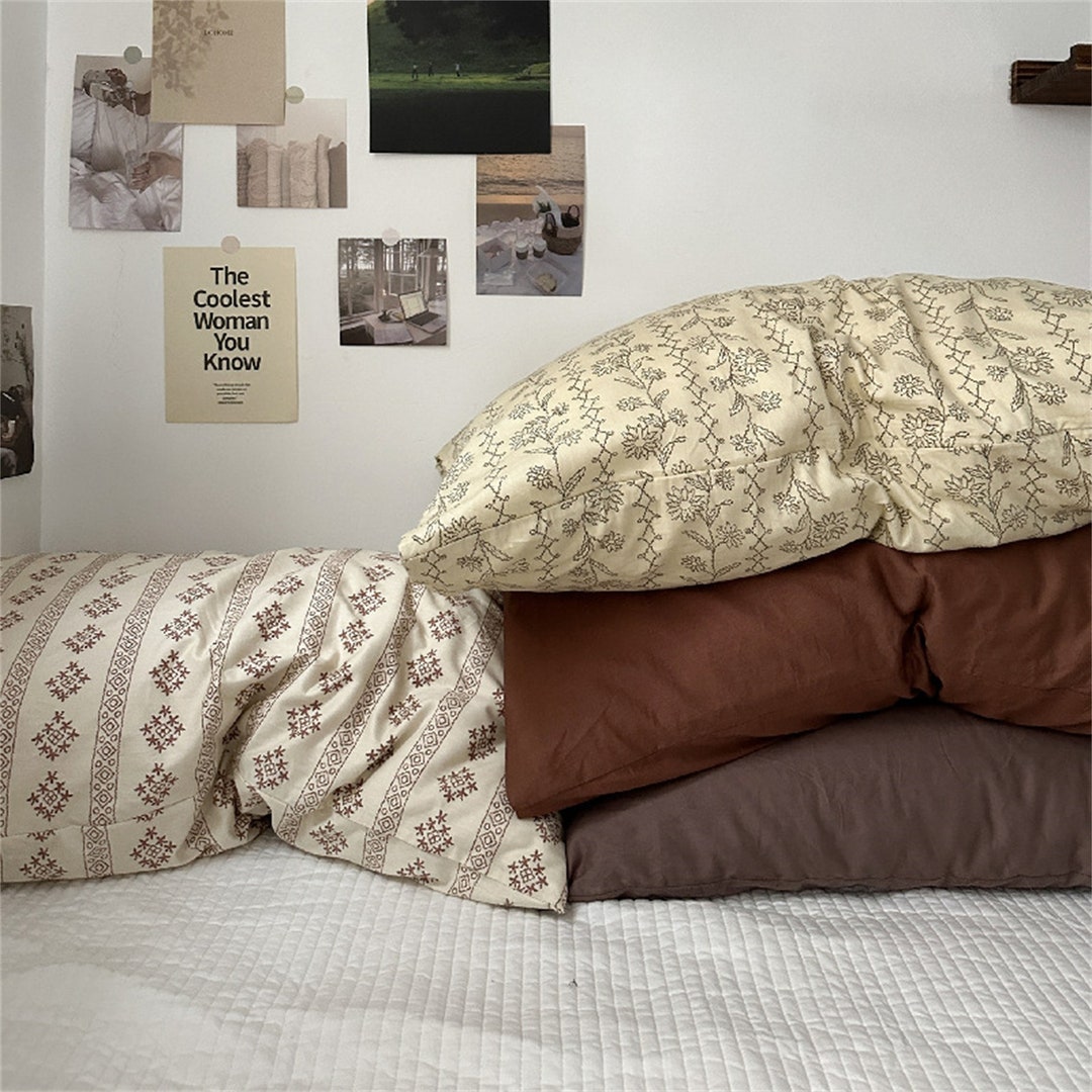 Vintage Pillowcases Dark Coffee Pillowcases Cotton Romantic - Etsy