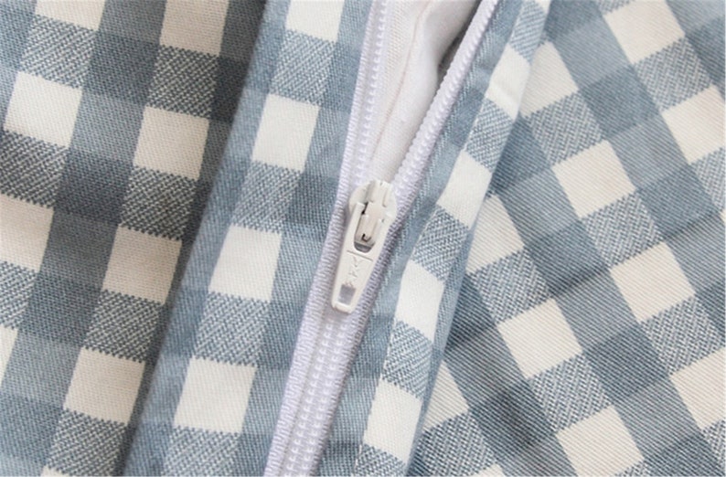 Light Blue Plaid Soft Bedding Sets 100% Cotton Concise Style - Etsy