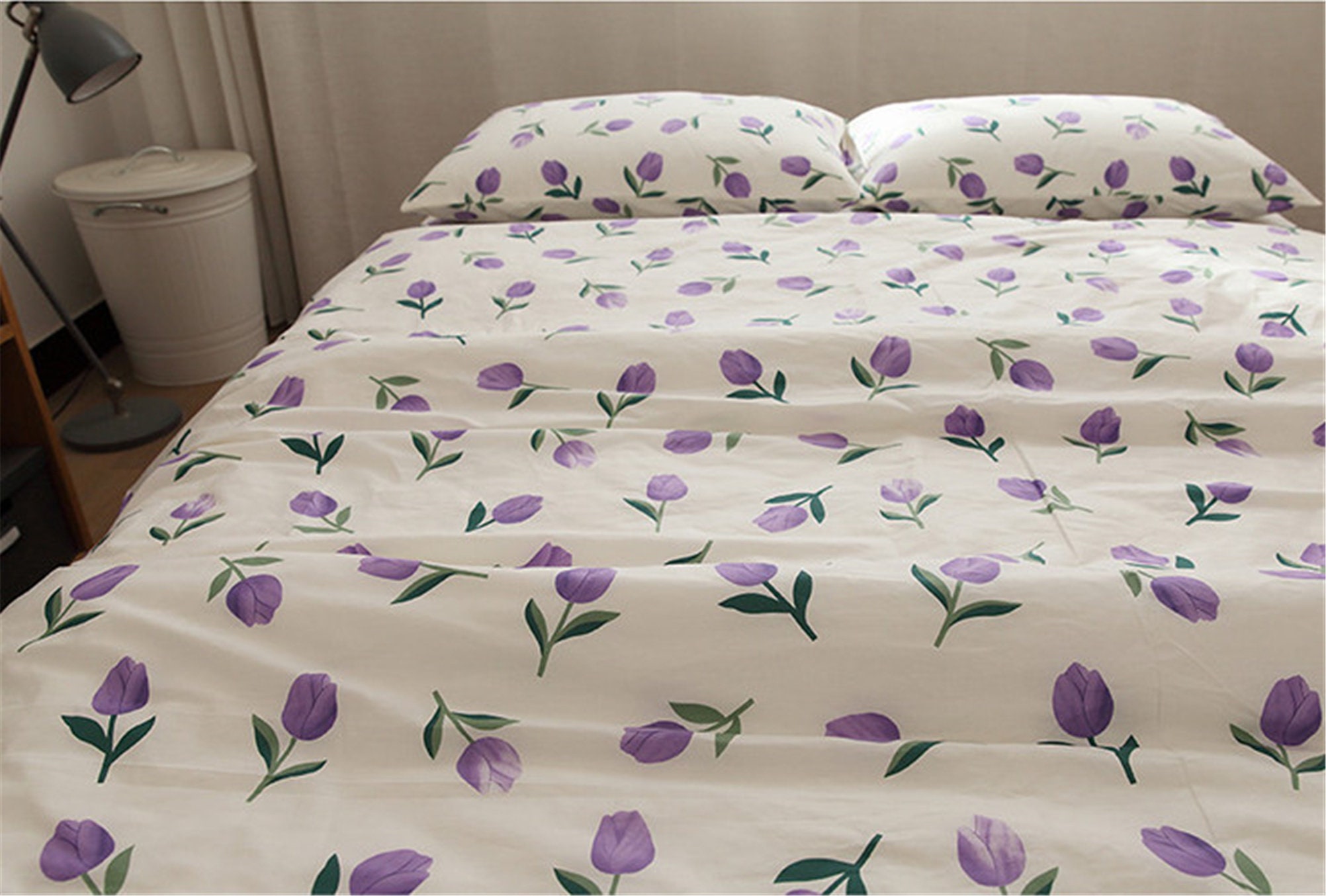 Purple Tulip Bedding Sets Flowers Patterns Duvet Cover Set | Etsy