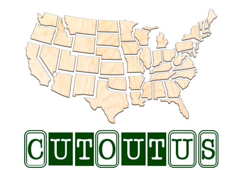 USA State MAP Cut Out Custom Size Unfinished US States Laser Nursery ...