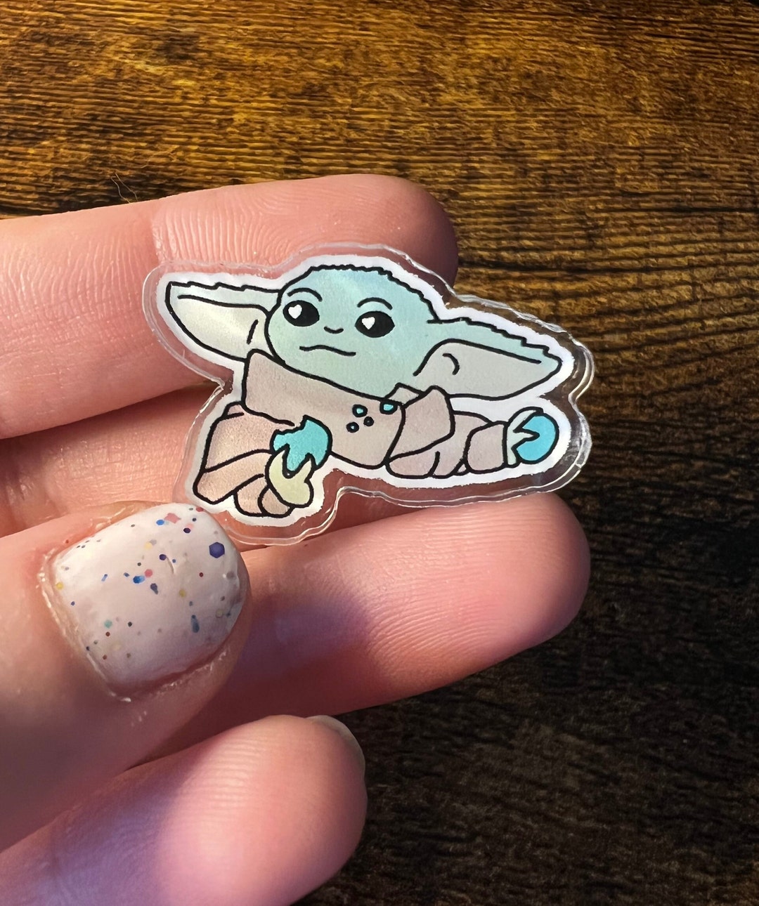 Baby Yoda Acrylic Pin 1.25 Grogu Pin Disney Fanart Pin - Etsy