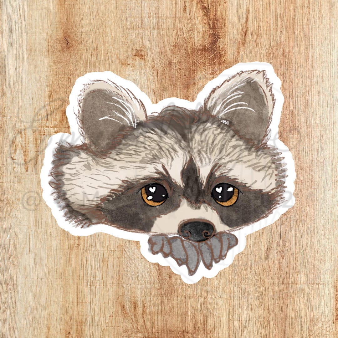 Cute Racoon Sticker Holographic Hydroflask Decal Water-resistant Vinyl ...
