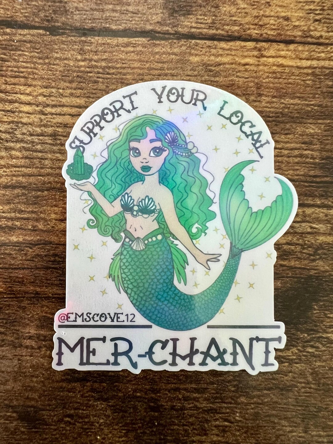 Merchant Mermaid Holographic Sticker Mermaid Waterbottle Sticker Vinyl ...