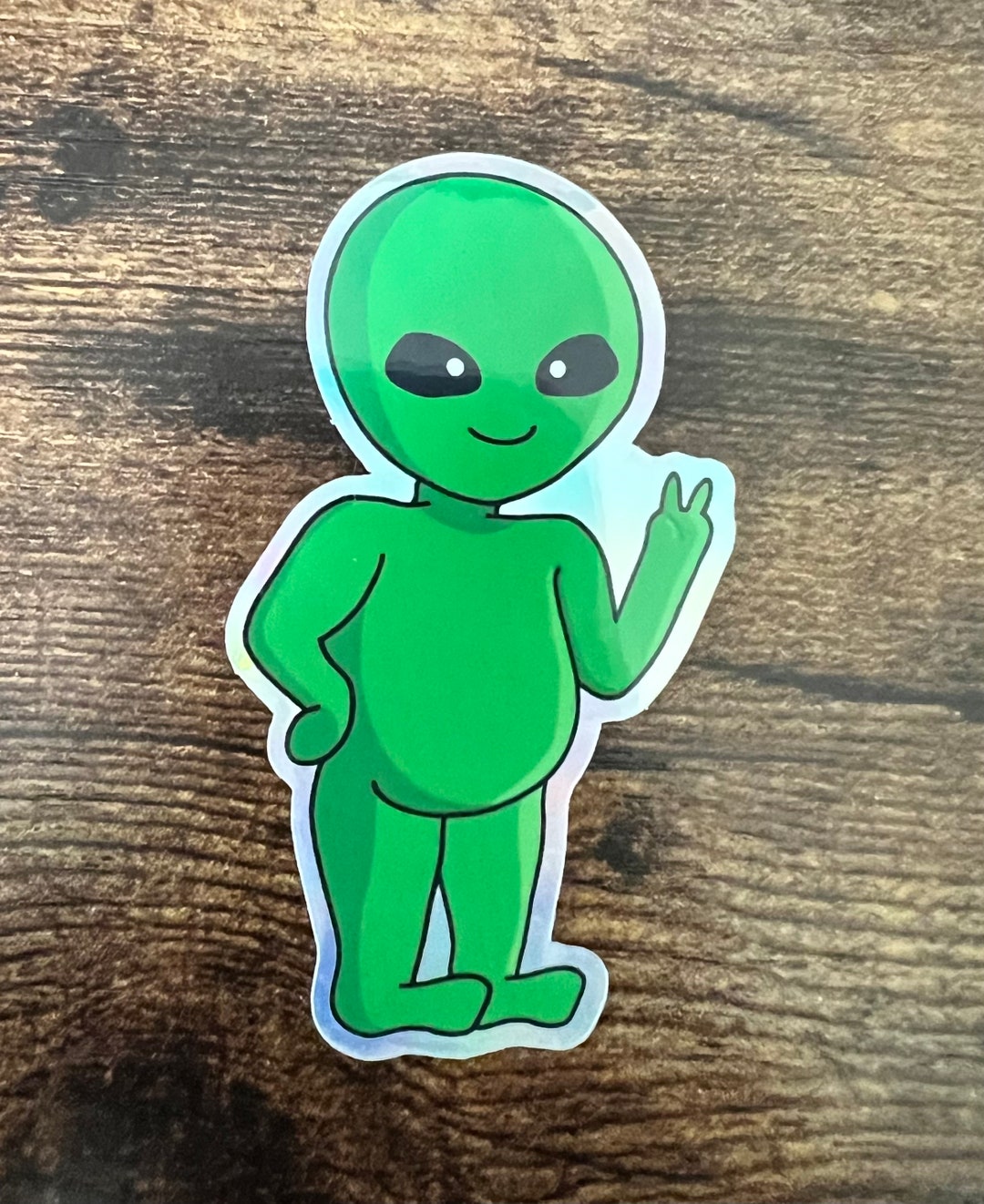 Cute Alien Holographic 3 Inch Sticker Peace Sign Sticker Hydroflask ...