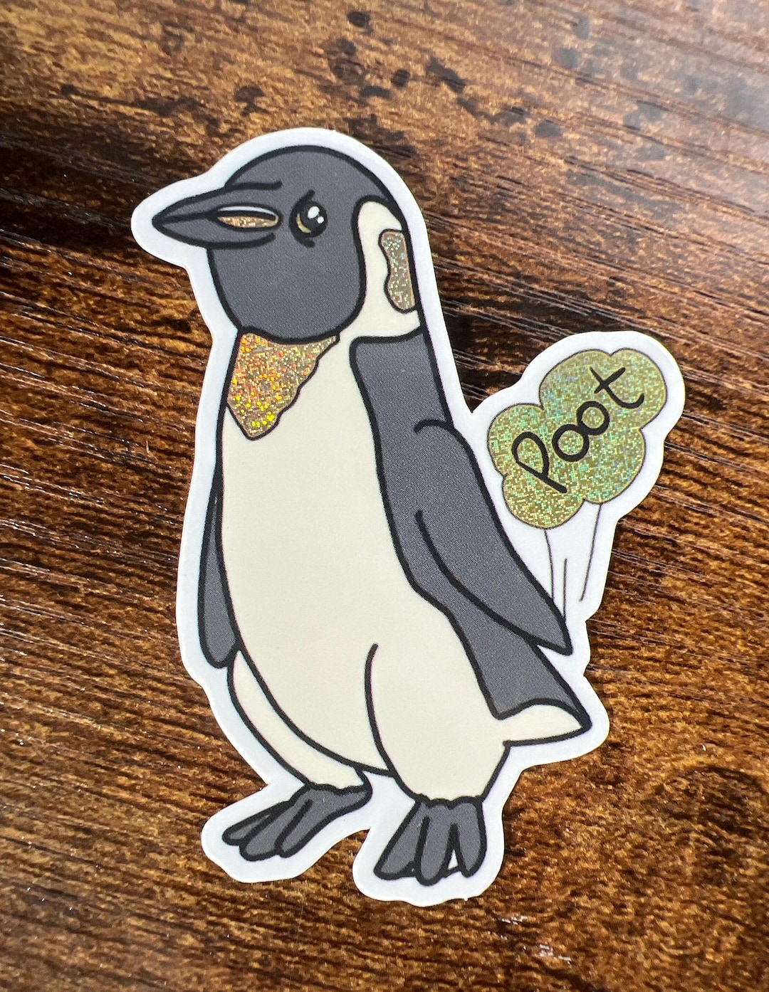 Cute Penguin Farting Holographic 3-inch Sticker Poot Sticker Hydroflask ...