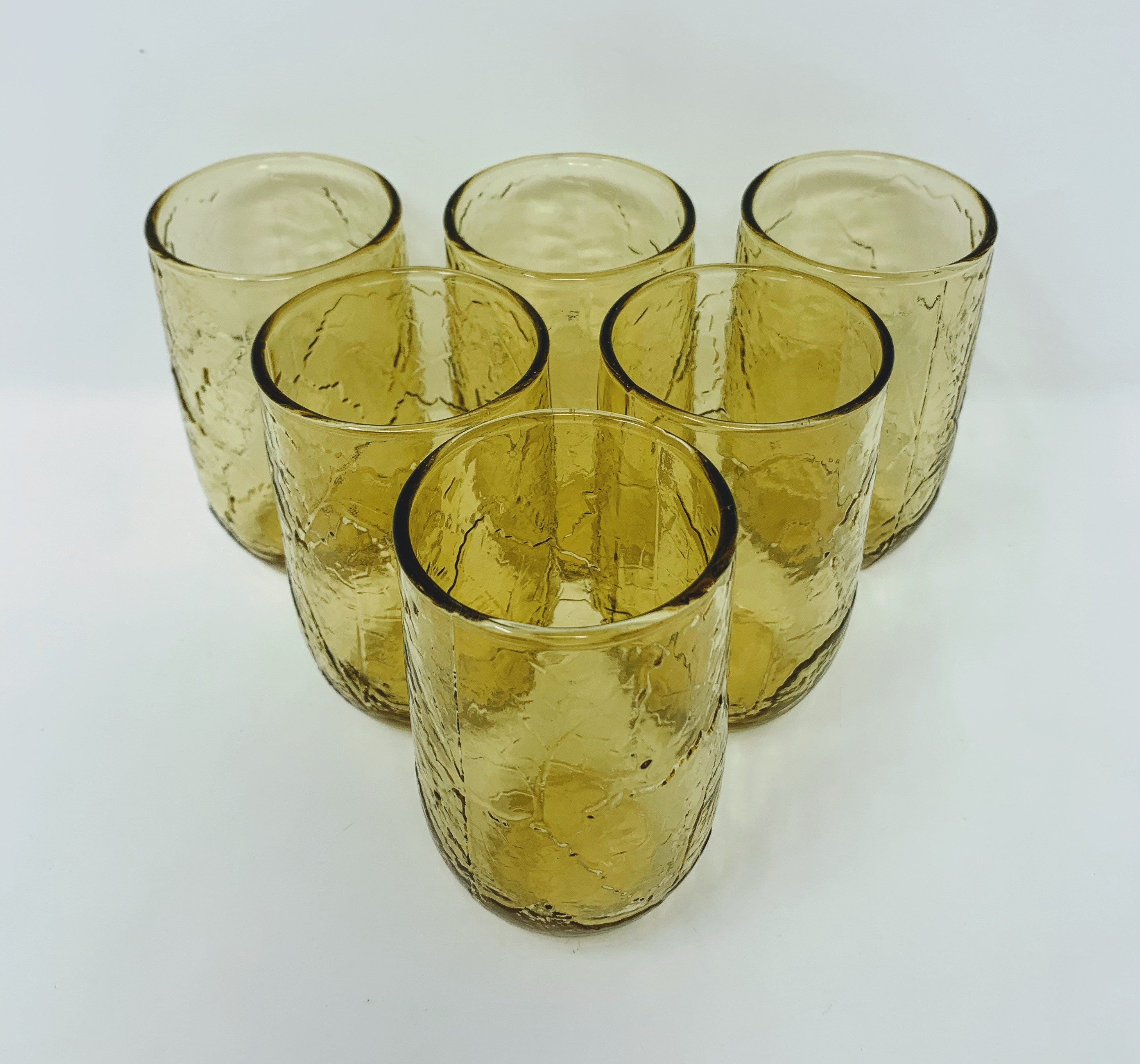 Six Retro Vintage Anchor Hocking Honey Gold Sherwood Juice Etsy De