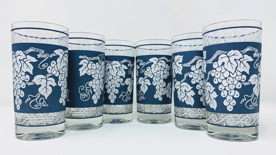 Six Vintage Mid Century Hazel Atlas ATC41 White Grapevine | Etsy