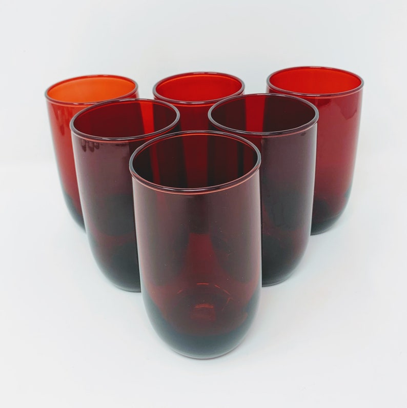 Six Vintage Roly Poly Royal Ruby Red Flat 9oz Tumblers - Etsy