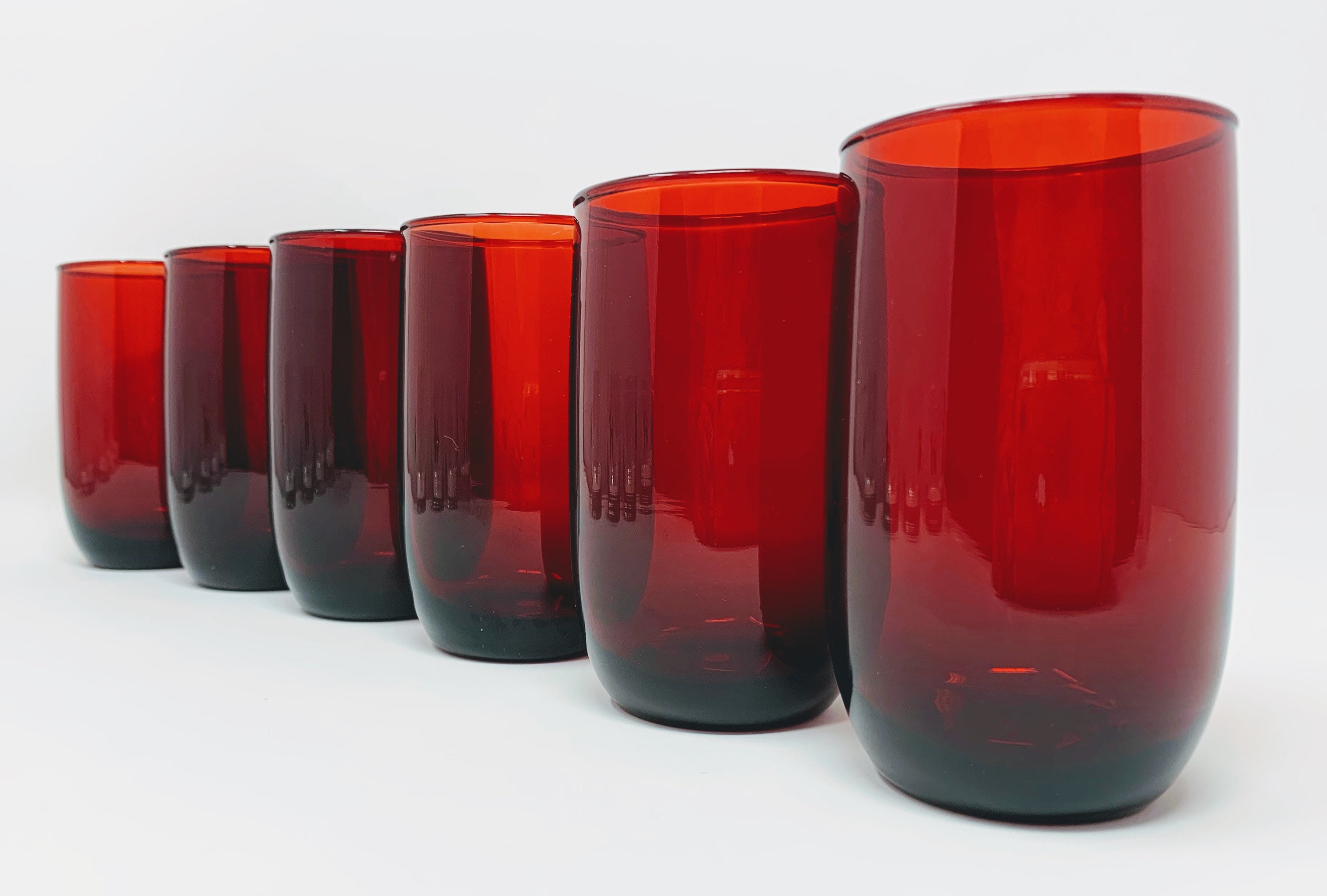 Six Vintage Roly Poly Royal Ruby Red Flat 9oz Tumblers - Etsy