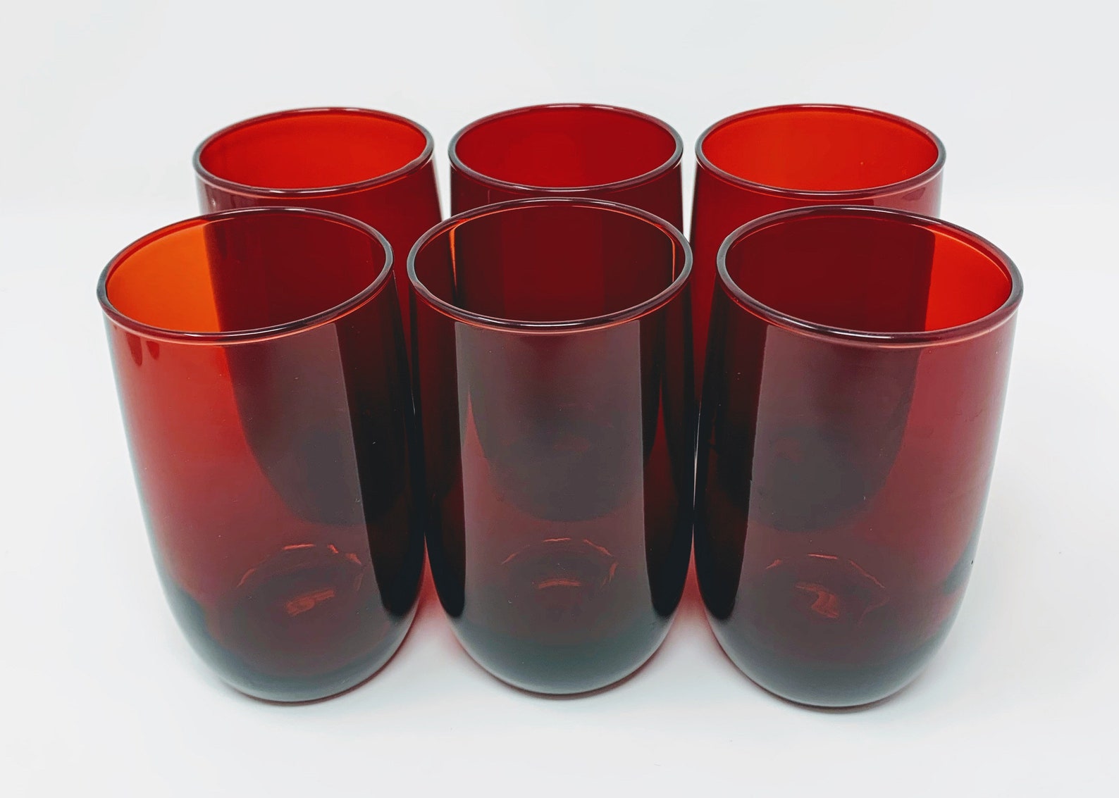 Six Vintage Roly Poly Royal Ruby Red Flat 9oz Tumblers - Etsy