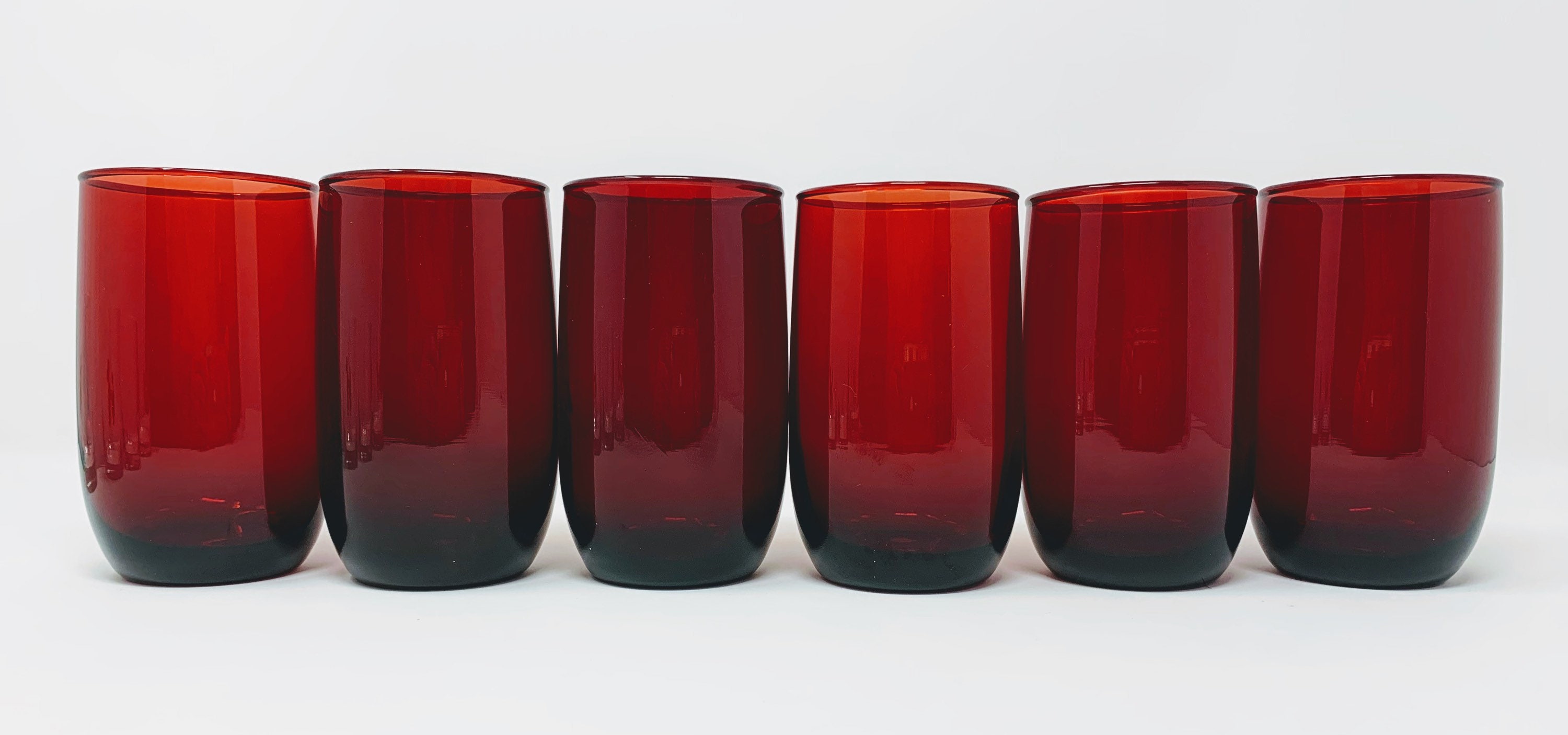 Six Vintage Roly Poly Royal Ruby Red Flat 9oz Tumblers - Etsy