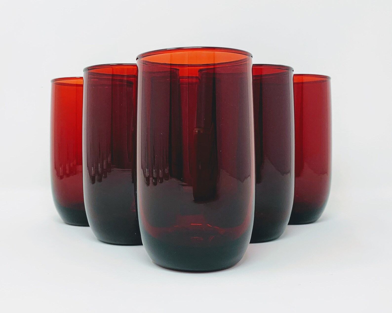 Six Vintage Roly Poly Royal Ruby Red Flat 9oz Tumblers - Etsy