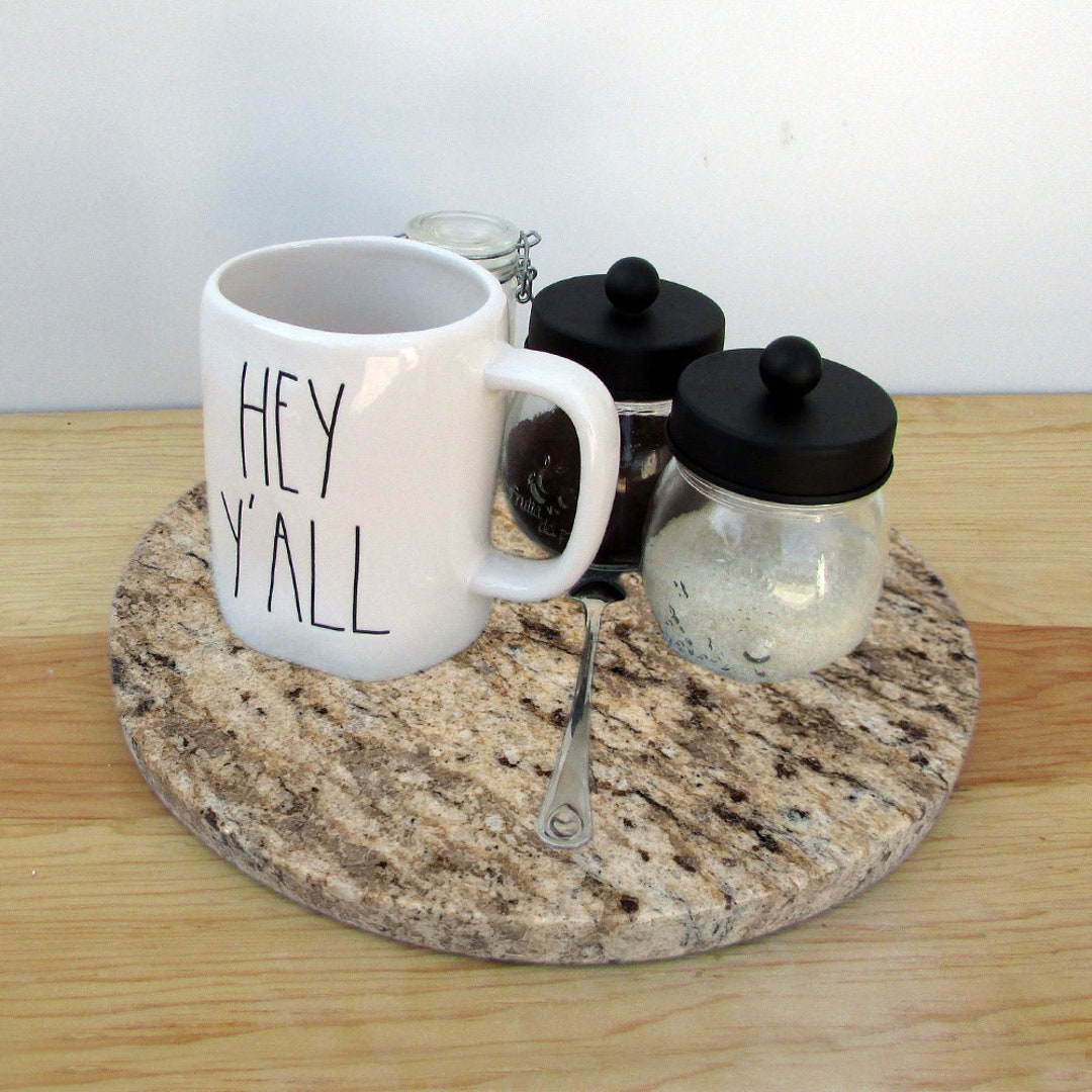 Home Decor - Granite Lazy Susan Turntable, Beige Ornamental 12” (round ...