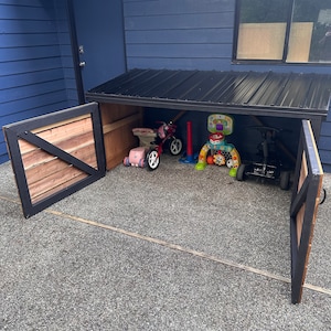Kid’s Toy Shed Plans PDF - 3'x8'x4' Next to House or Fence Storage Shed ...