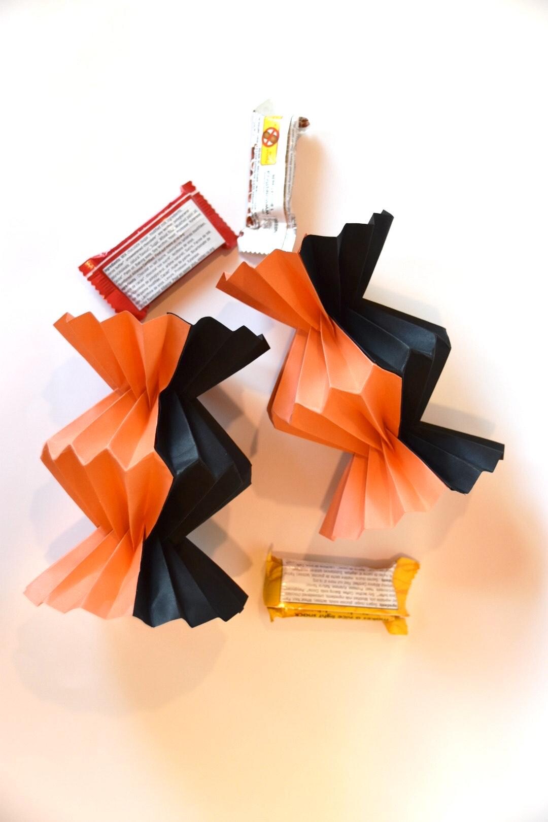 Hand Folded Origami Candy Shape Gift Box Halloween Treat Bag Chocolate ...