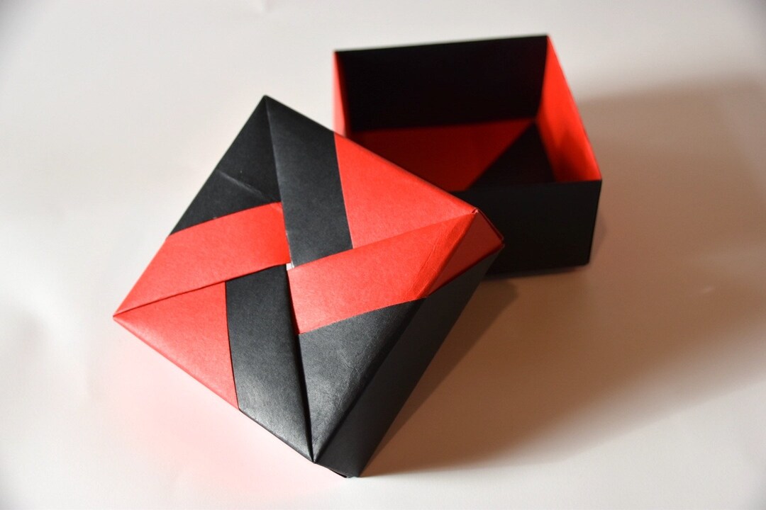 Handmade High Quality Origami Paper Gift Box Japanese Black and Red ...