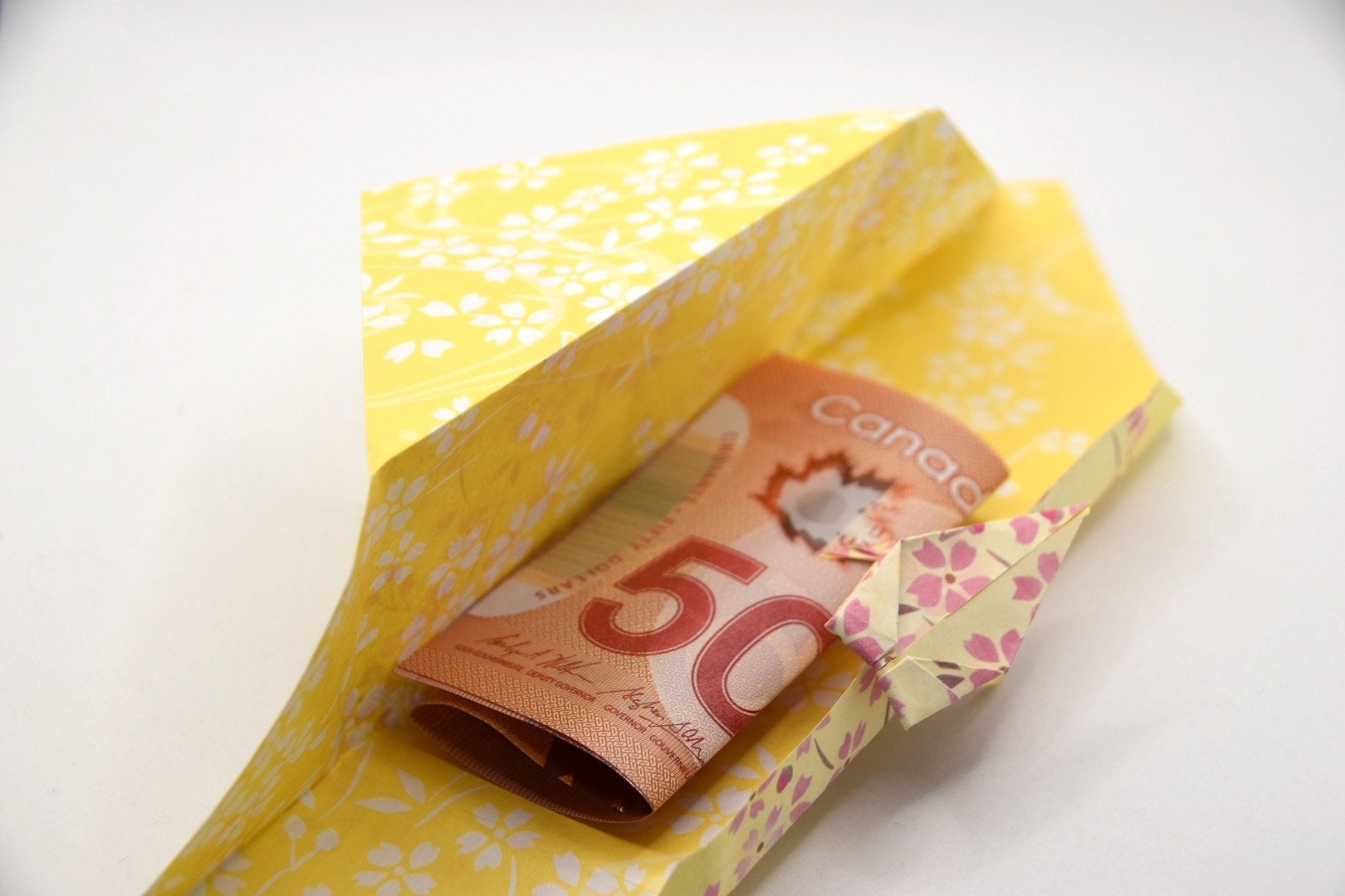 Set of 4 Origami Money Envelope Crane Decoration Sakura Cherry Blossom ...