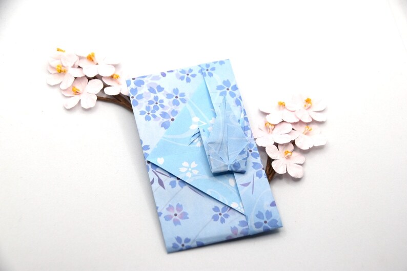 Set of 4 Origami Money Envelope Crane Decoration Sakura Cherry Blossom ...