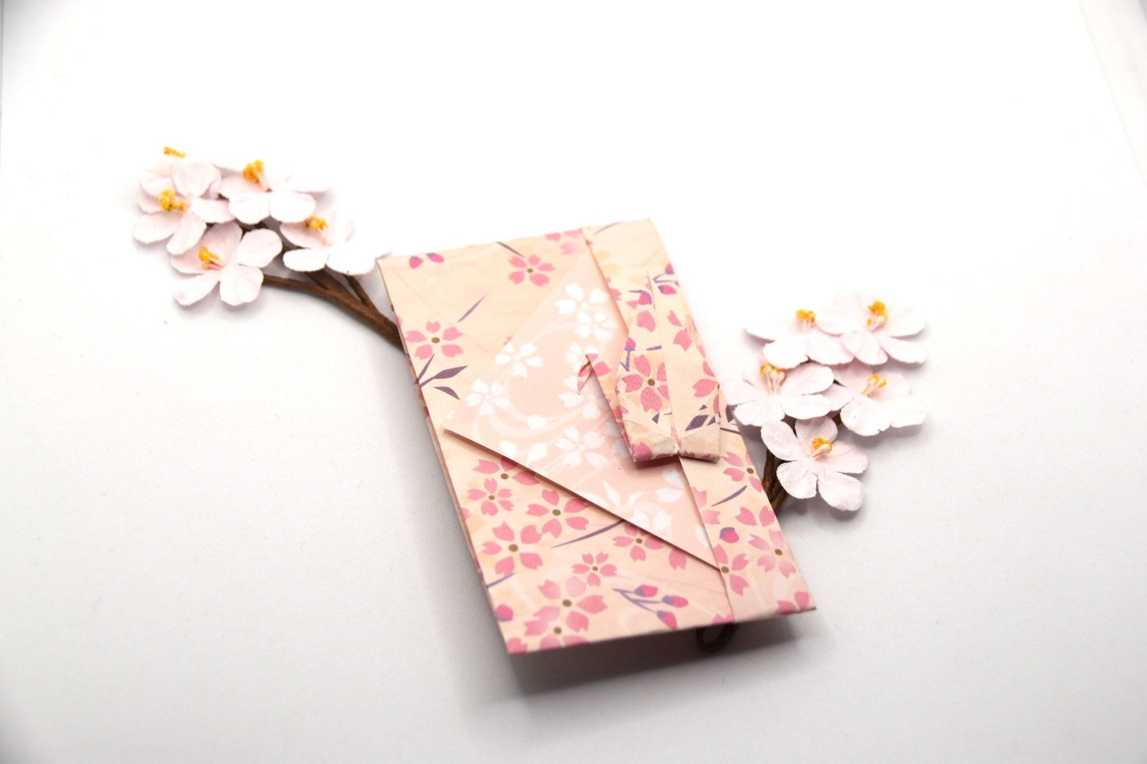Set of 4 Origami Money Envelope Crane Decoration Sakura Cherry Blossom ...