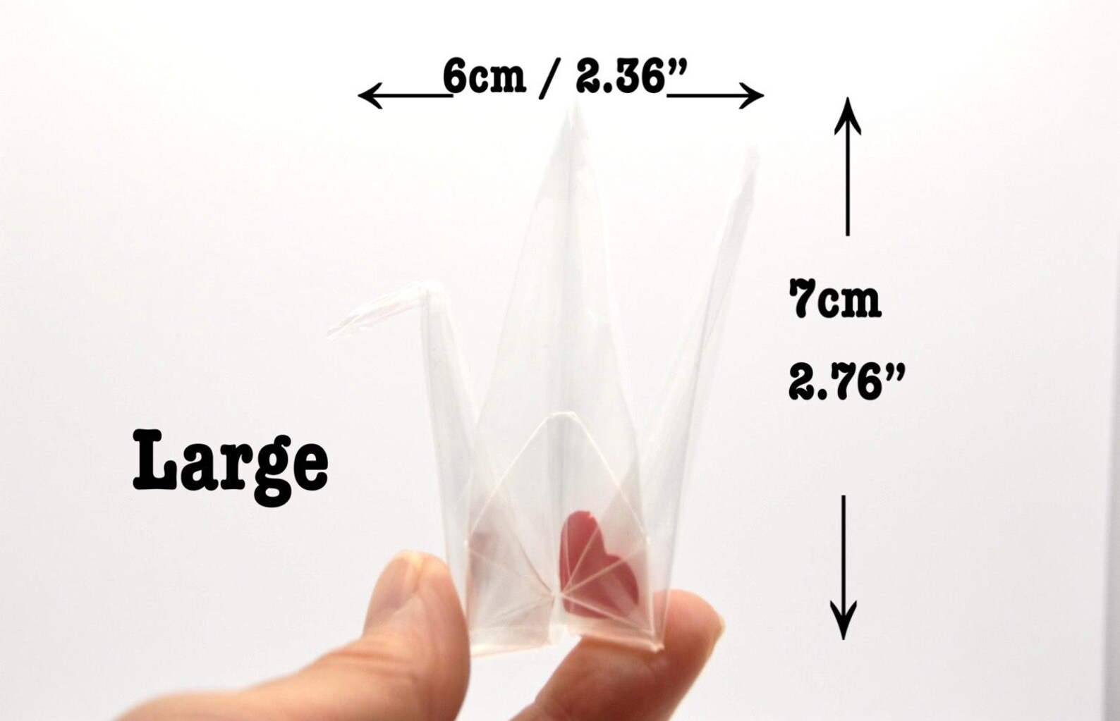 Transparent Orizuru Crane With Paper Heart Love Cute Origami Wedding ...