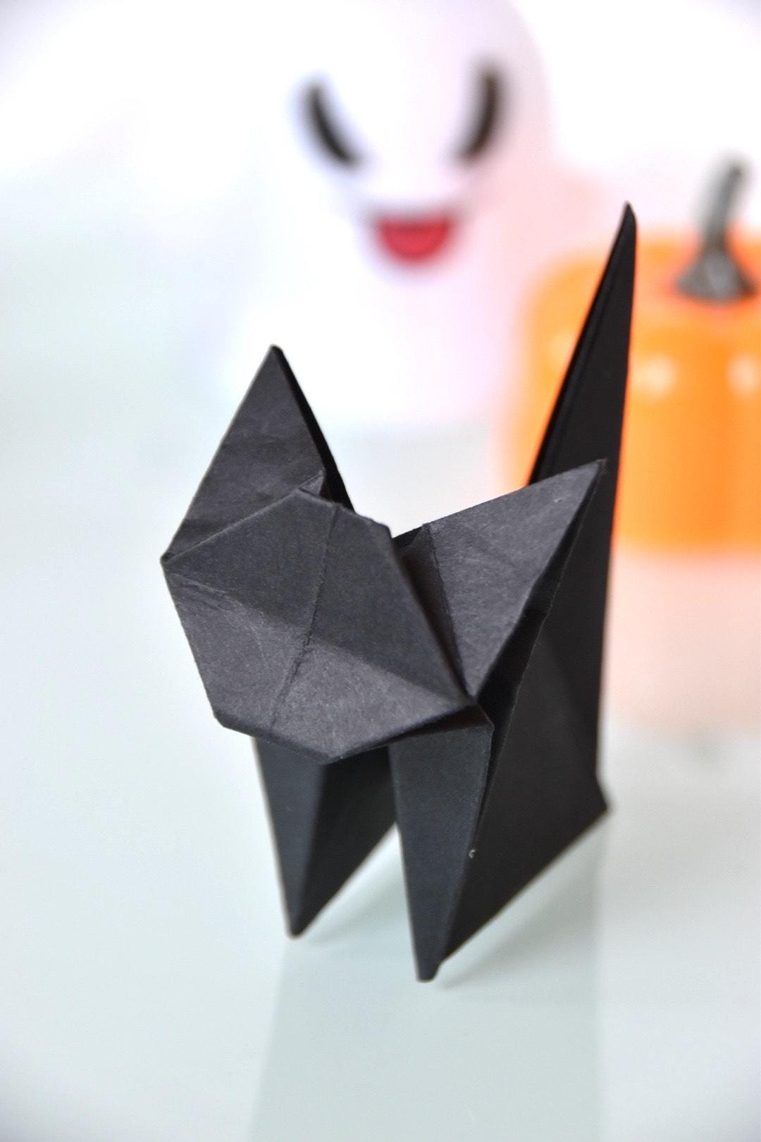 Origami Paper 3D Black Cat Halloween Good Luck Cute Hand Folded Kawaii ...