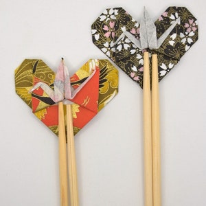 Origami Heart Crane Envelope Chopstick Case Rest Wedding Favor Money ...