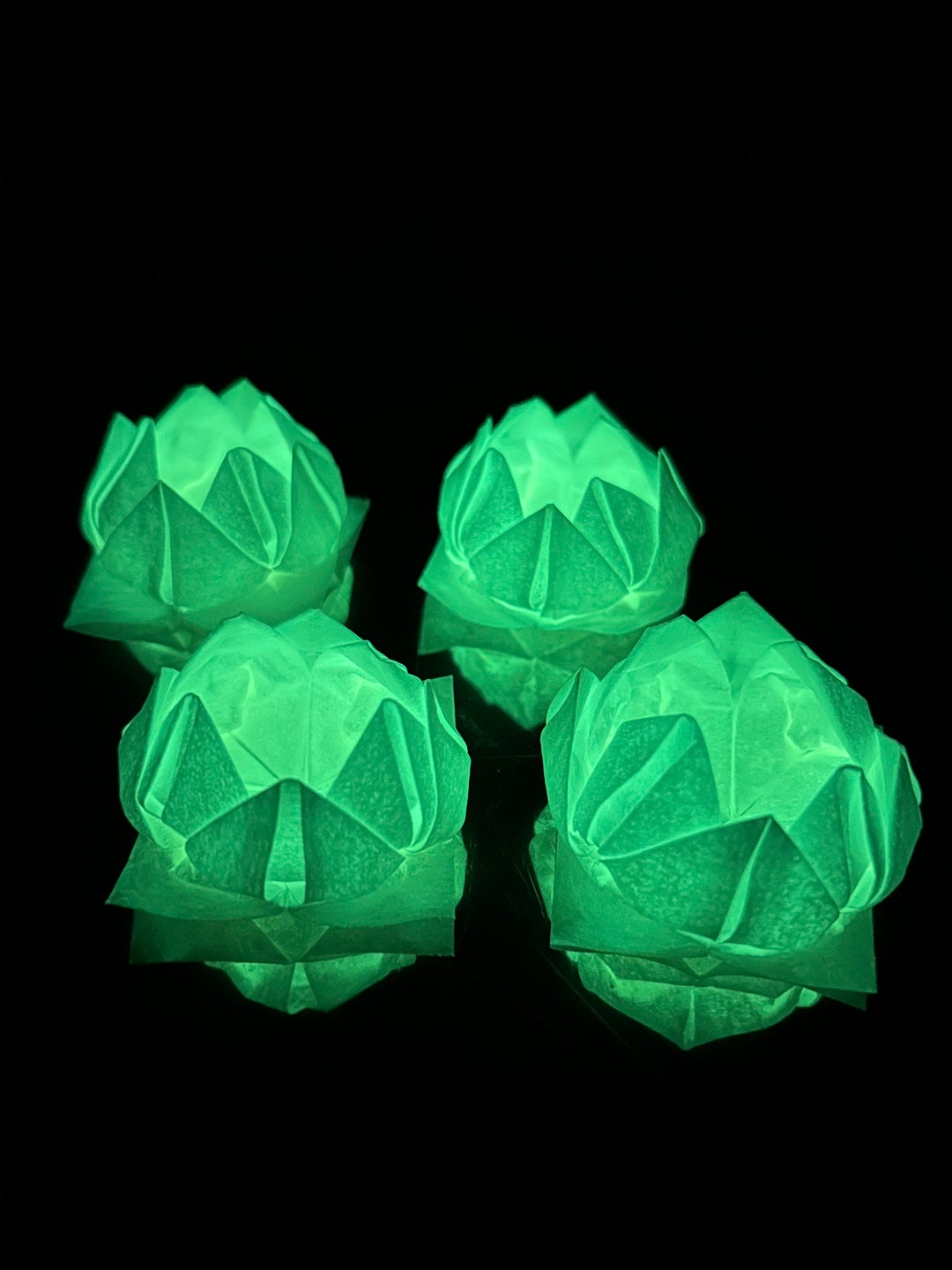 Glow in the Dark Origami Paper Lotus Flower Gift Box Japanese Washi ...