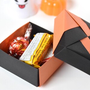 Hand Folded Origami Box With Lid Black Orange Halloween Candy ...