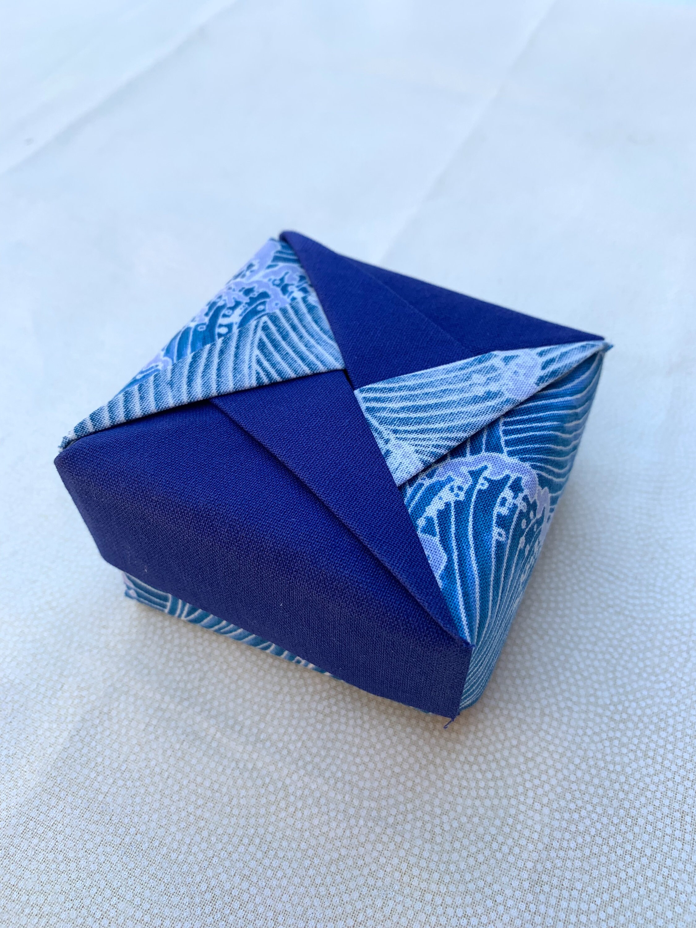 Handmade Blue Fabric Origami Box Pinwheel Lid Cloth Wedding - Etsy UK