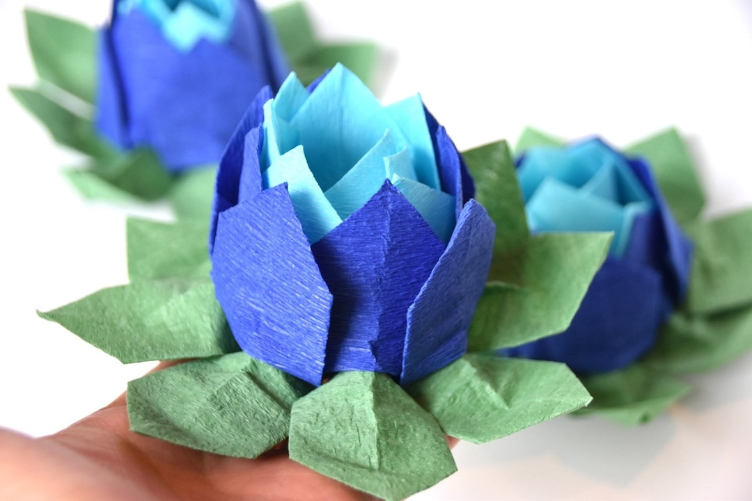 Origami Paper Lotus Flower Crepe Delicate Wedding Party Decor Gift Ring ...