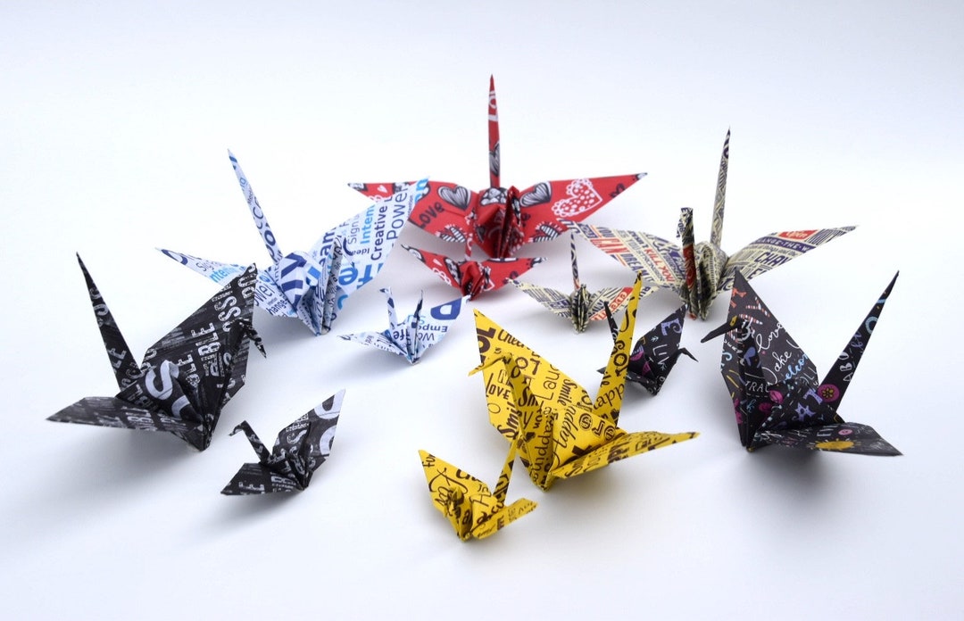 Origami Chiyogami Paper Crane Inspirational Motivational Messages ...