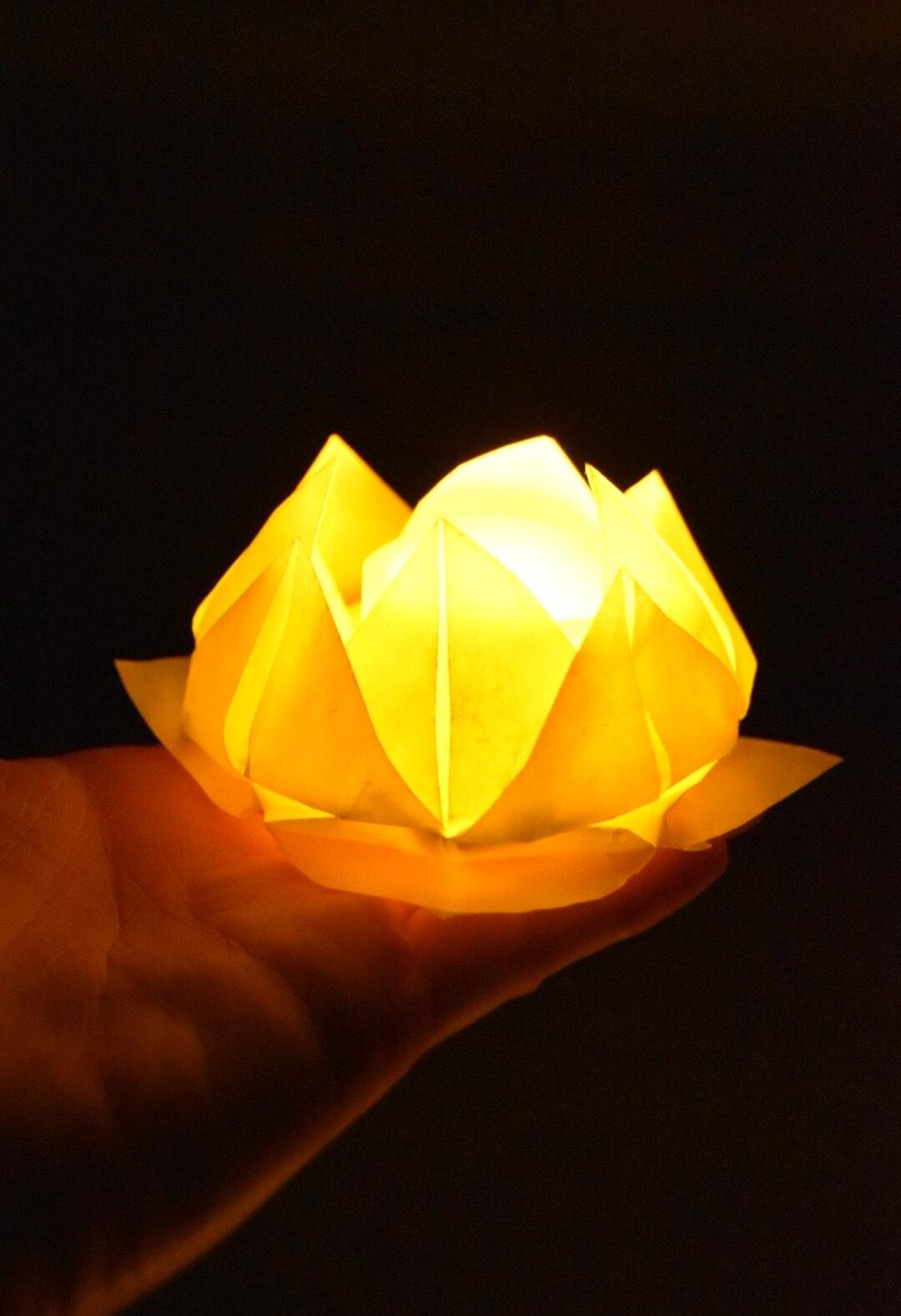 Translucent Large Origami Paper Lotus Flower Tea Light Holder Gift Box ...