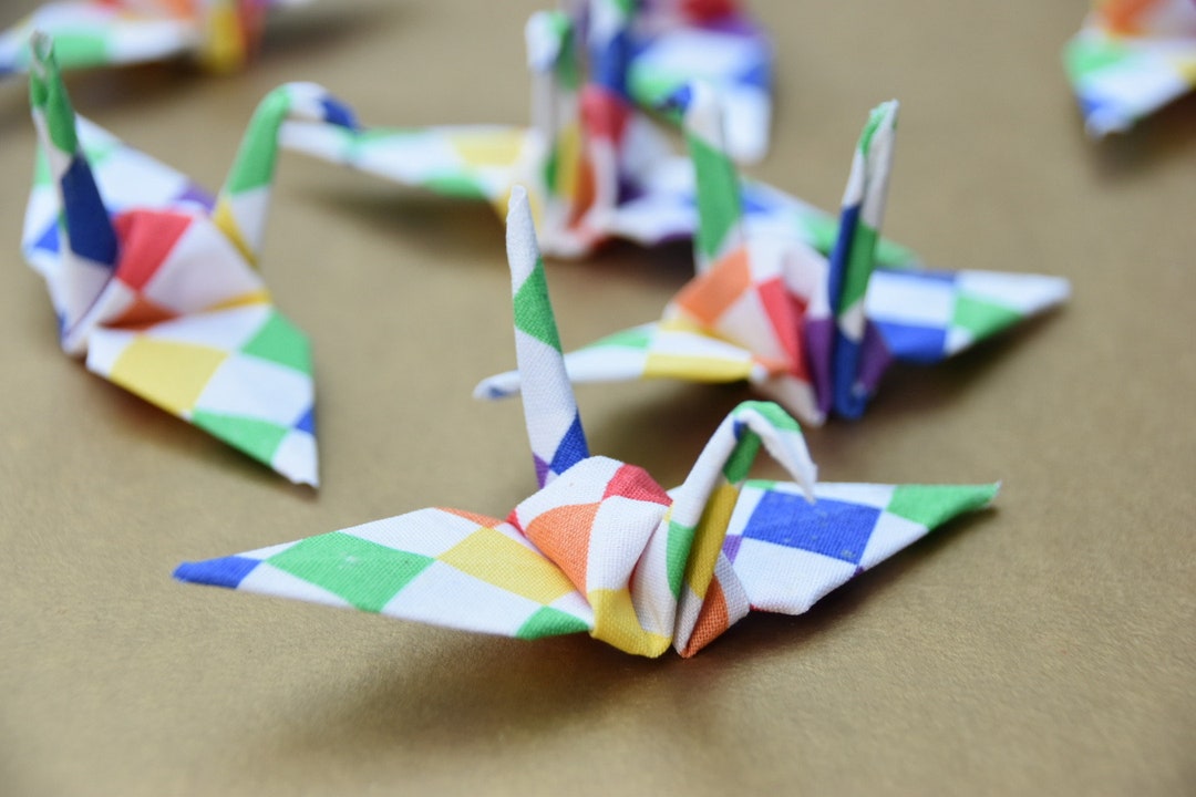 Set of Fabric Origami Crane Orizuru Rainbow Color LGBT PRIDE Wedding ...