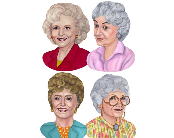 Golden Girls, Set of 4 Magnets, 80s Ladies, Betty White Art, Betty ...