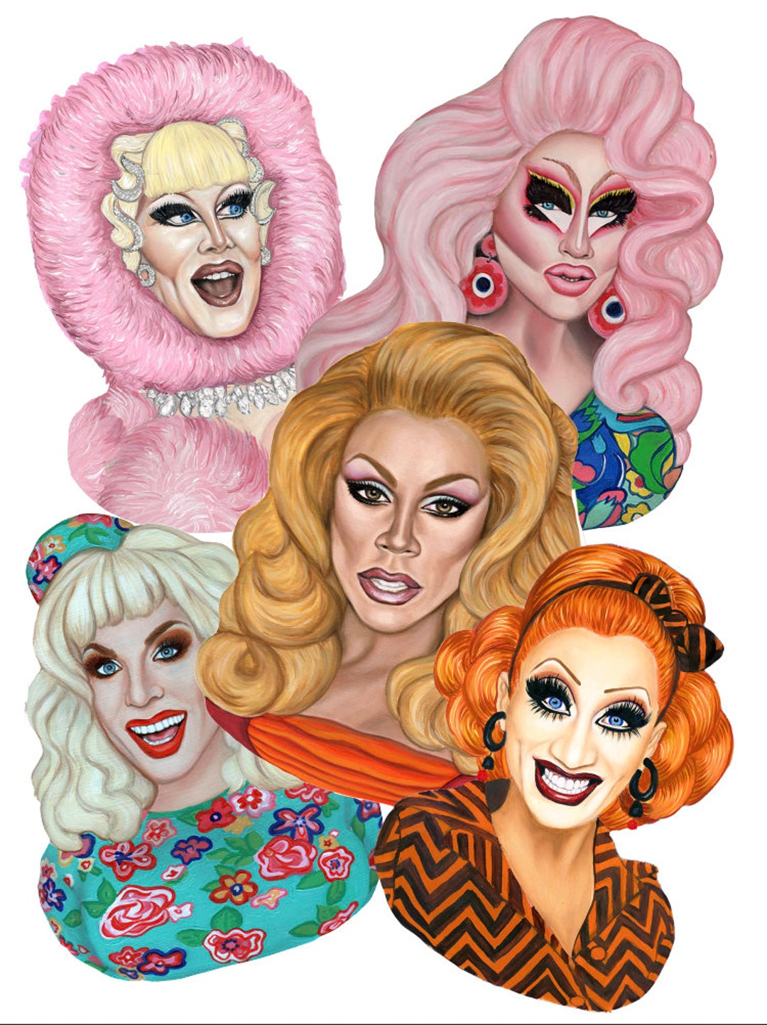 5 Drag Magnets, Drag Queen Inspired Magnets, Five Magnets Featuring ...