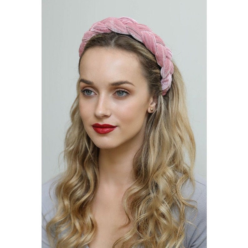 Braided Velvet Padded Headband Blush Pink Etsy