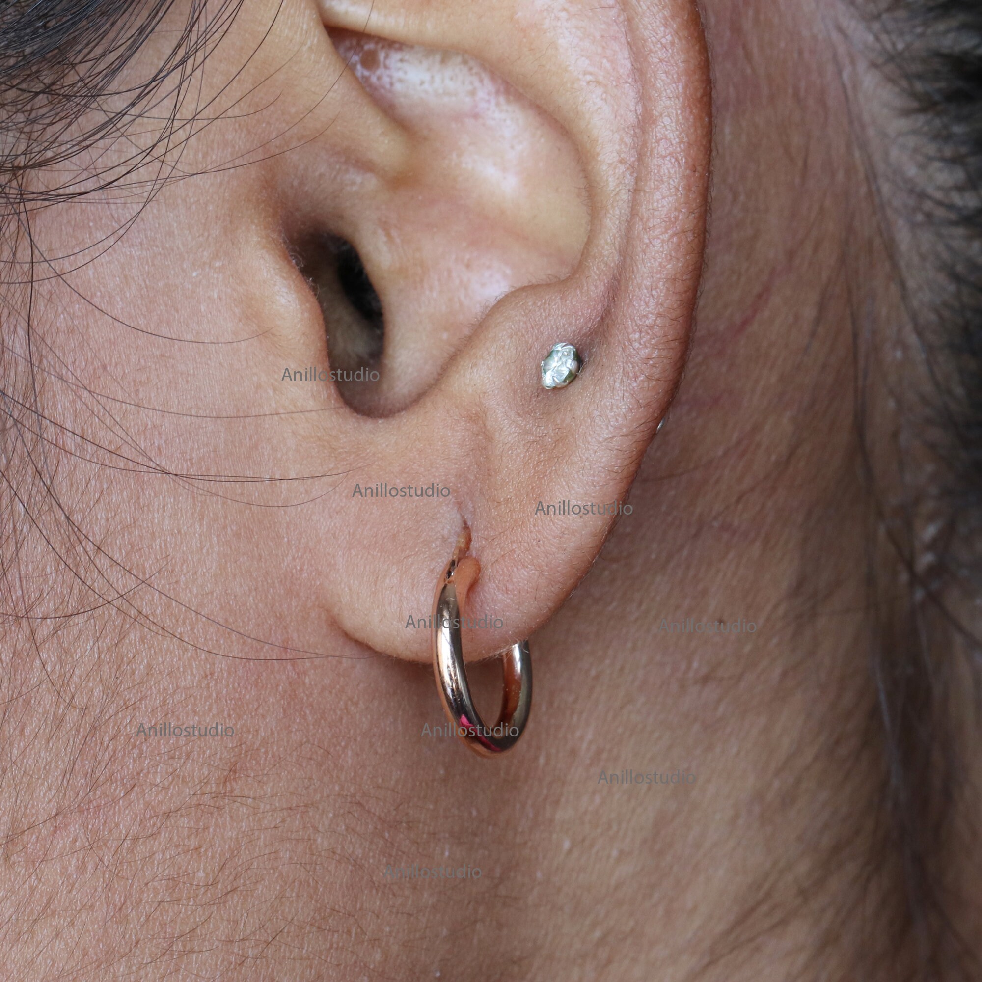 9mm Inner Diameter Gold Hoop Plain Yellow Gold Hoop 14K | Etsy