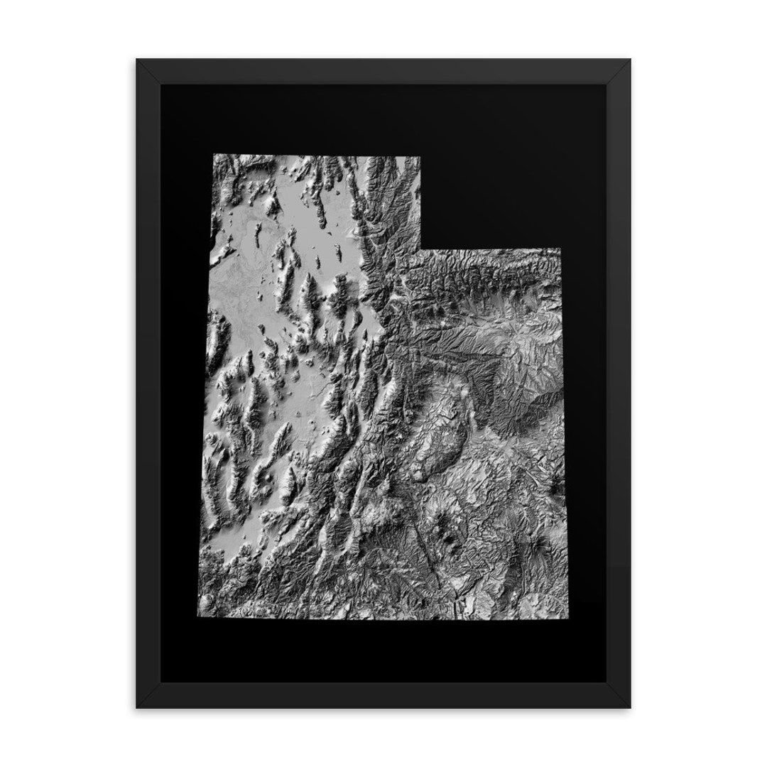 Utah Topographic Map Map Art Print Utah Gift Elevation Map Geographical ...