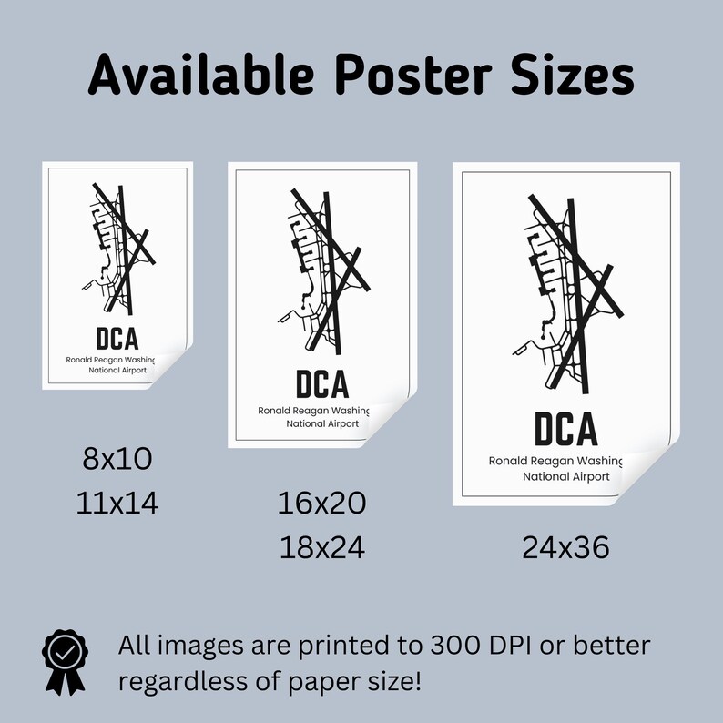 Ronald Reagan National Airport Map Poster, DCA Decor, Washington DC ...