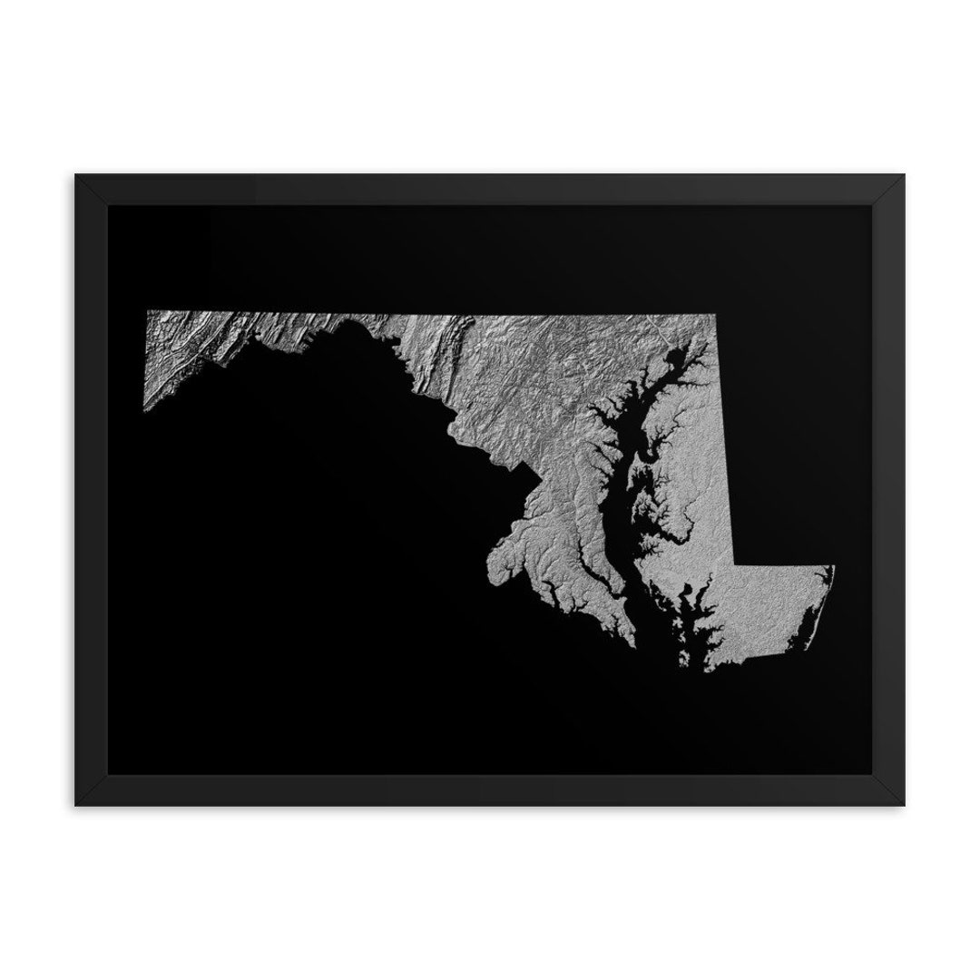 Maryland Topographic Map Map Art Print Maryland Gift Elevation Map ...
