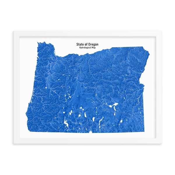 Oregon Map Rivers Lakes - Etsy