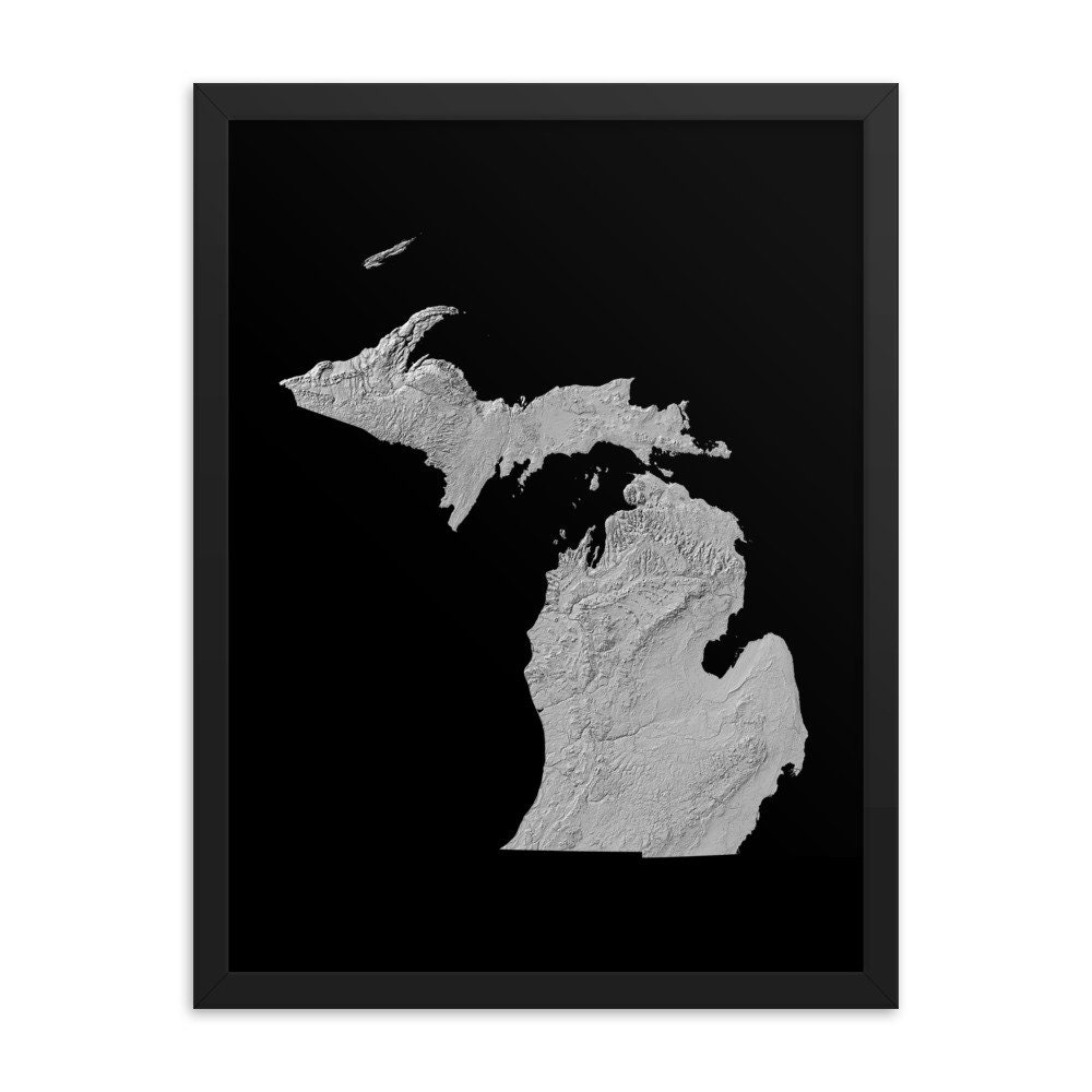 Michigan Topographic Map Map Art Print Michigan Gift Elevation Map ...