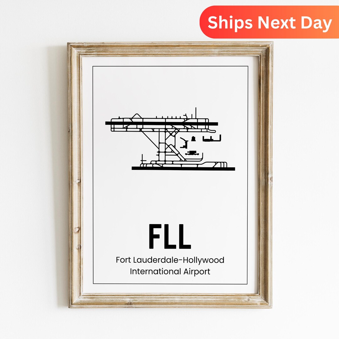 Fort Lauderdale Airport Map Poster, FLL Decor, Fort Lauderdale ...
