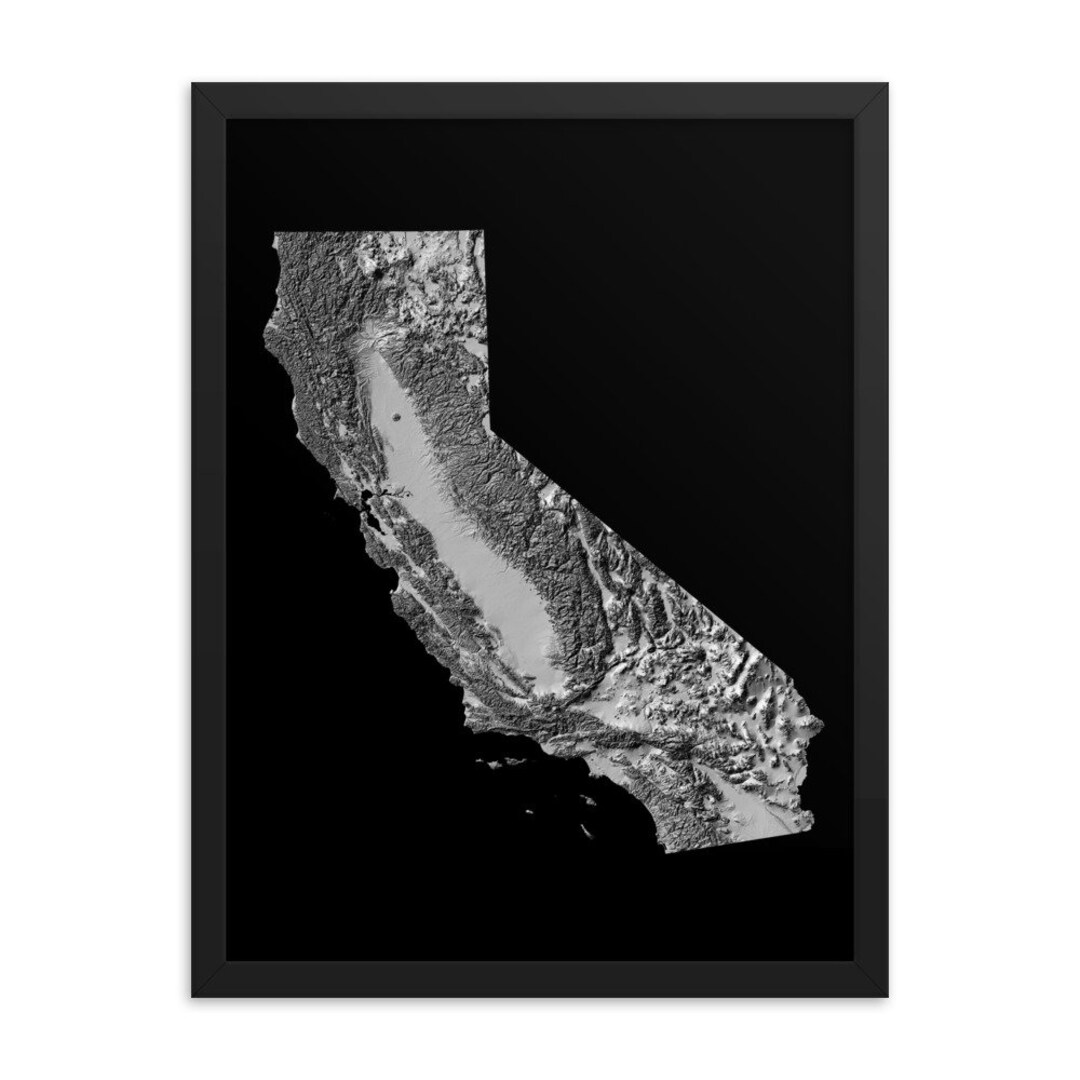 California Topographic Map Map Art Print California Gift Elevation Map ...