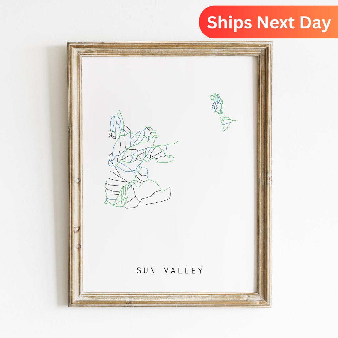 Sun Valley Ski Trail Map Poster, Sun Valley Ski Decor, Mountain Art ...