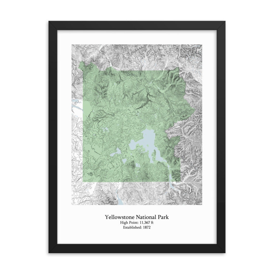 Yellowstone National Park Print Topographic Map Map Art Print Contour ...