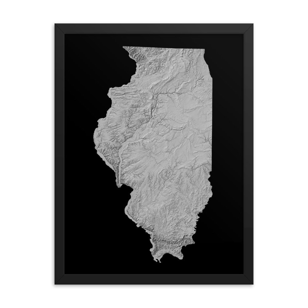 Illinois Topographic Map Map Art Print Illinois Gift Elevation Map ...