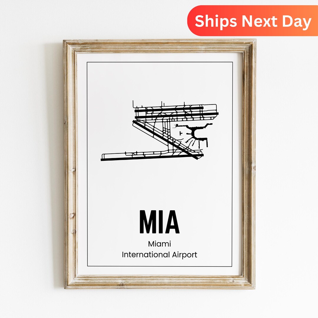 Miami Airport Map Poster, MIA Decor, Miami International Airport Art ...