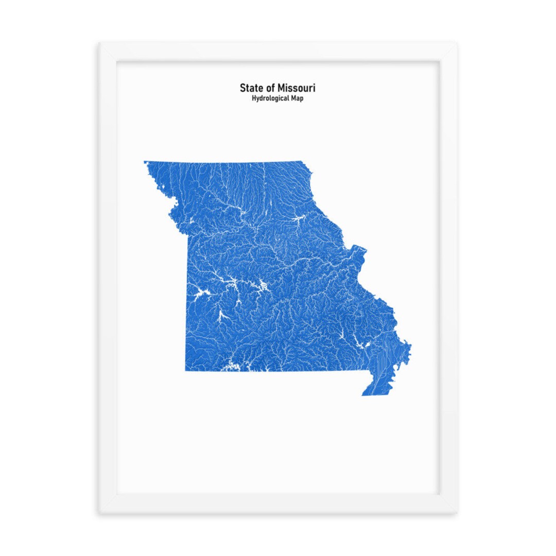 Hydrology Map Missouri Wall Art Map Art Print Rivers and Lakes Art ...