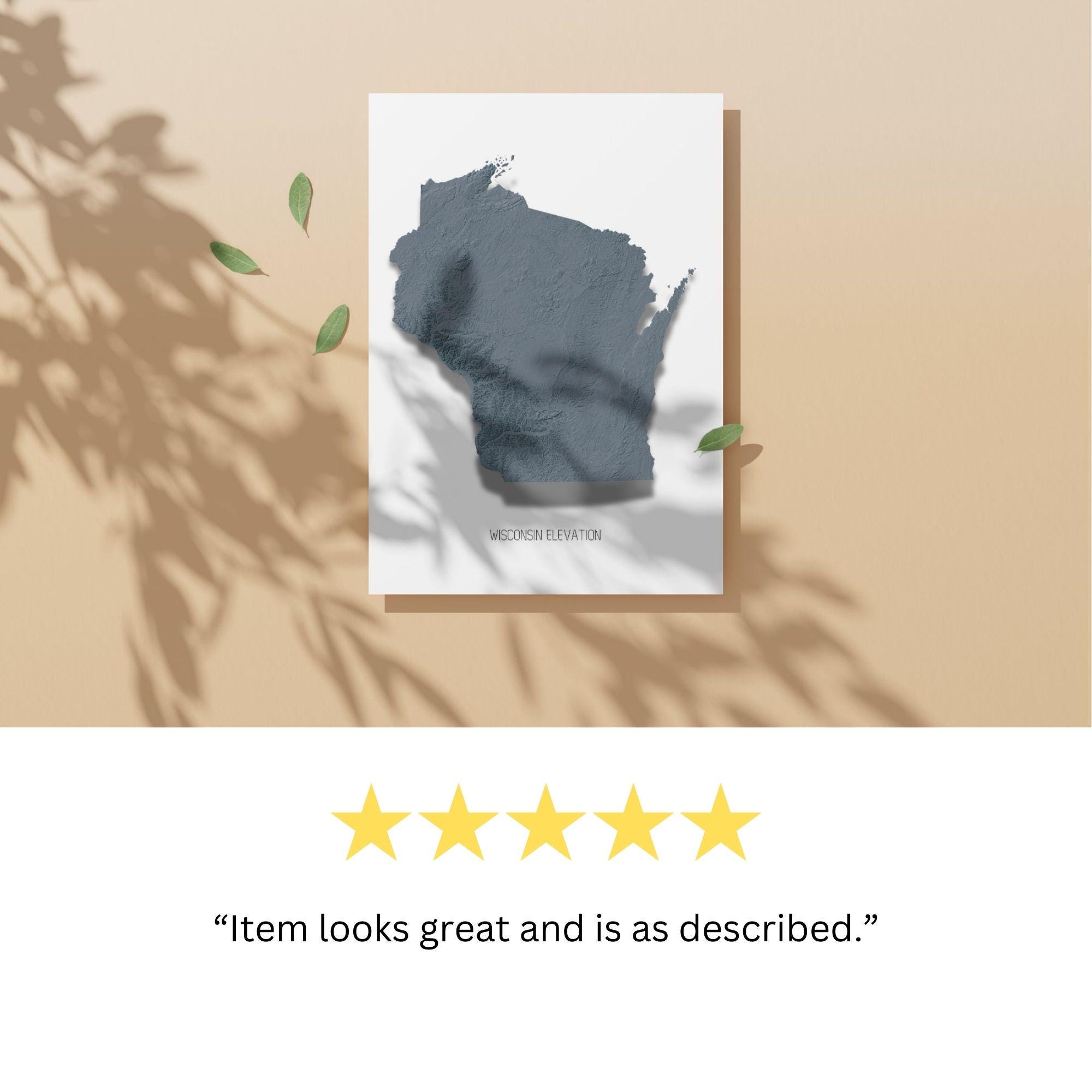 Wisconsin Elevation Map of Wisconsin Terrain Wall Art for Wisconsin ...